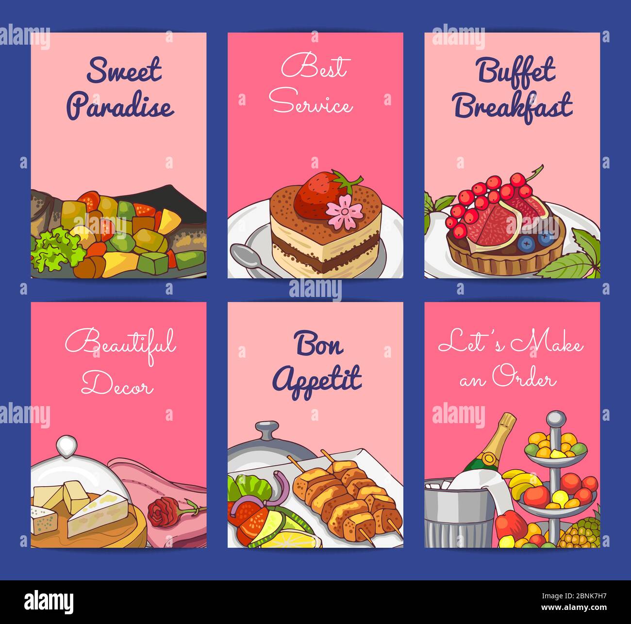 Vector card or flyer templates with hand drawn restaurant Stock Vector ...