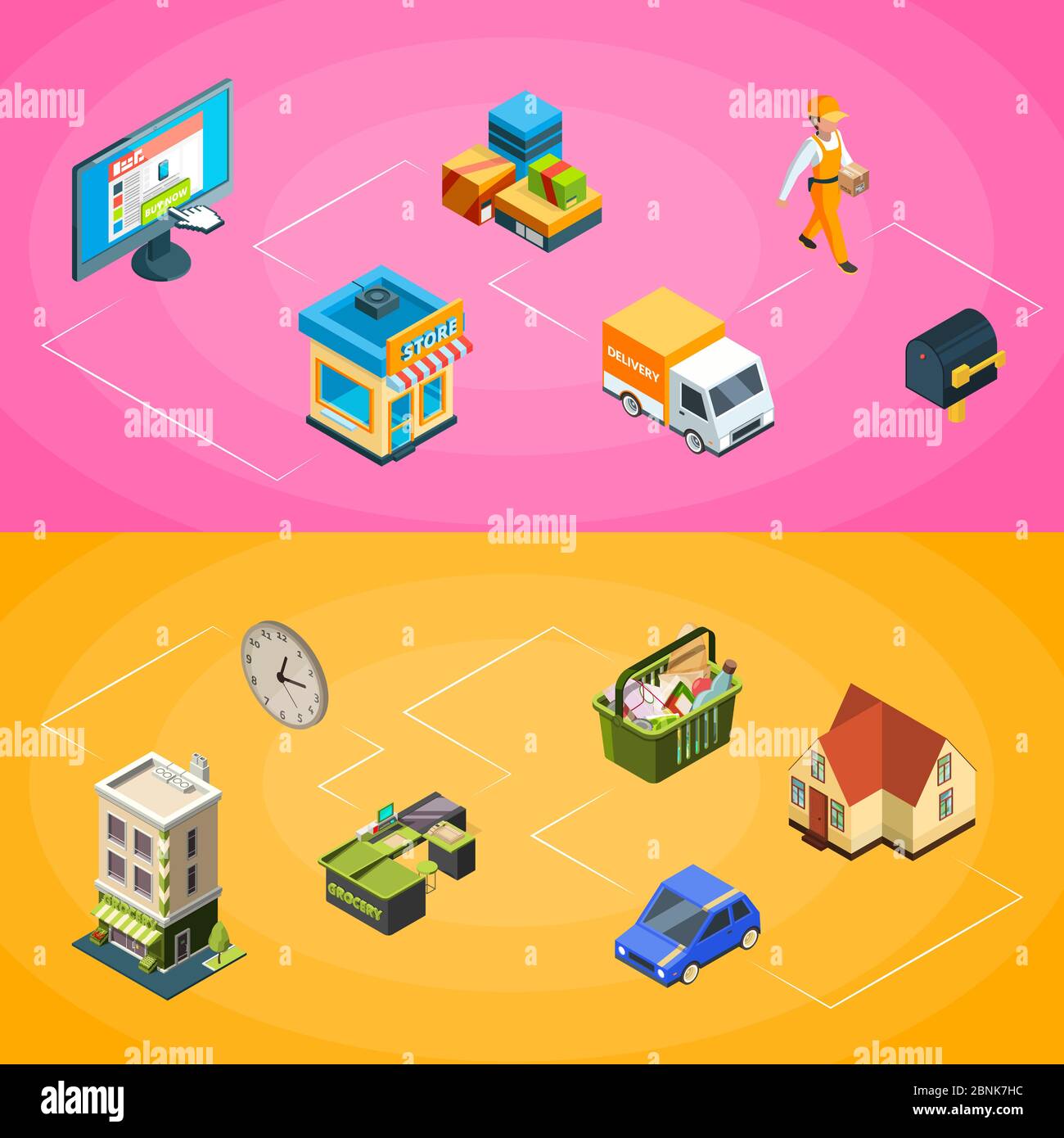 Vector isometric online shopping icons infographic concept illustration ...