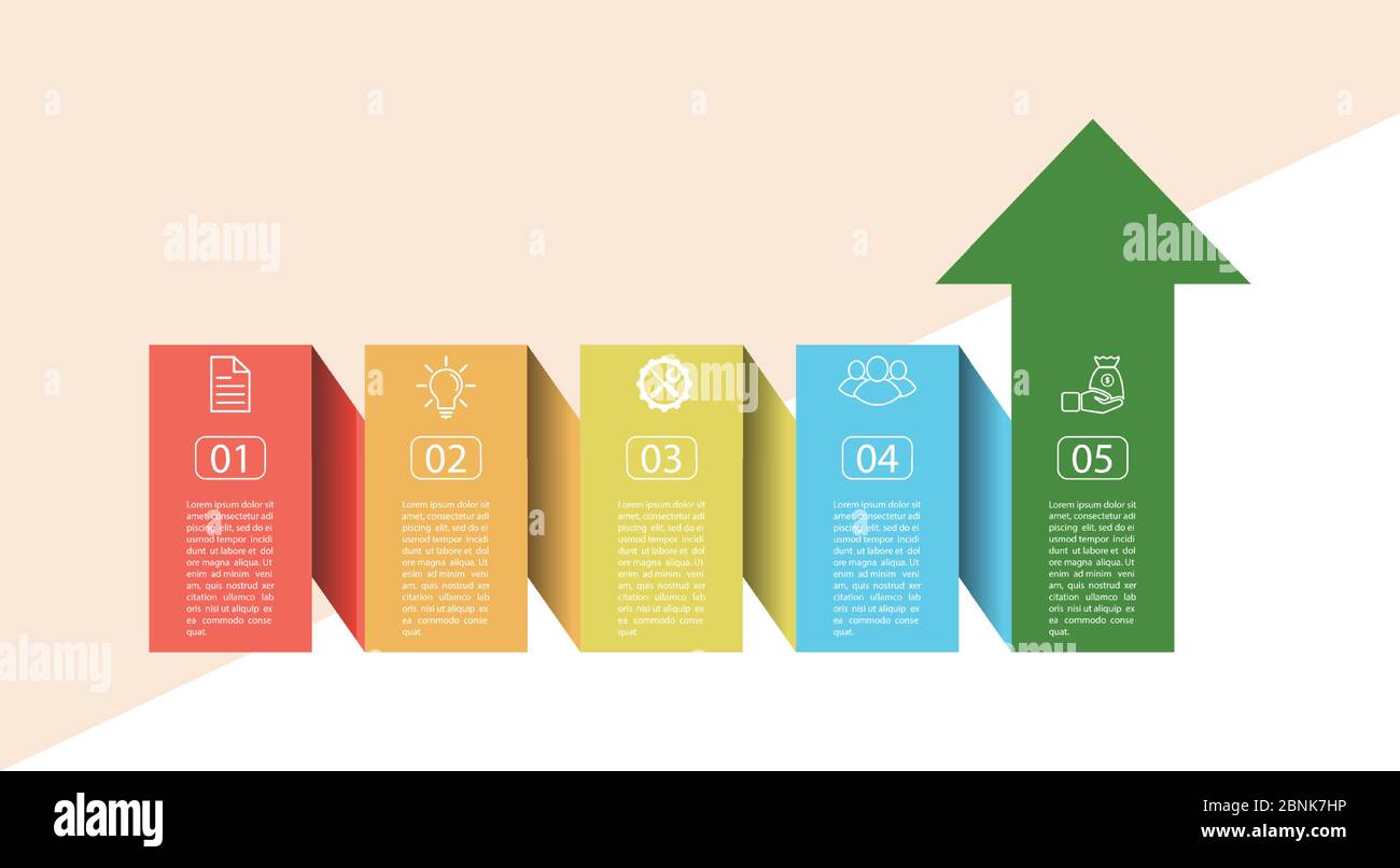 Infographics. Vector stock template five stages. For web page design ...