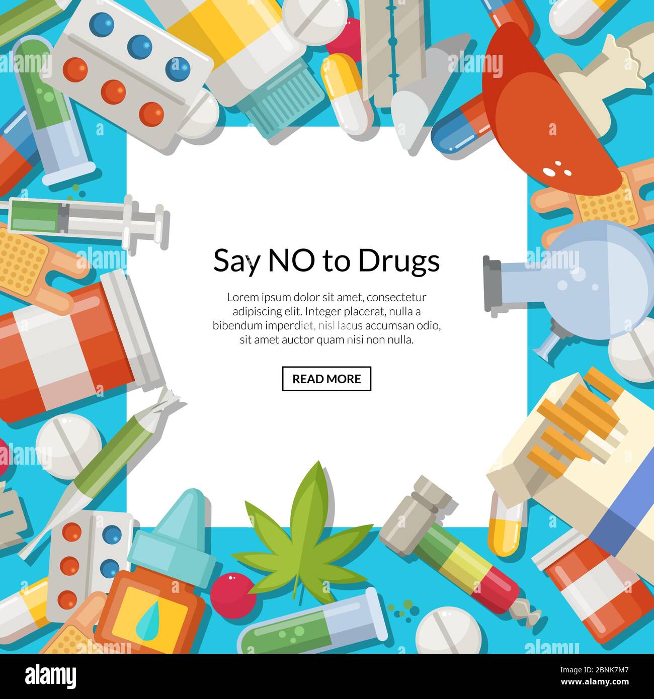 Vector drugs types background with white square and place for text ...