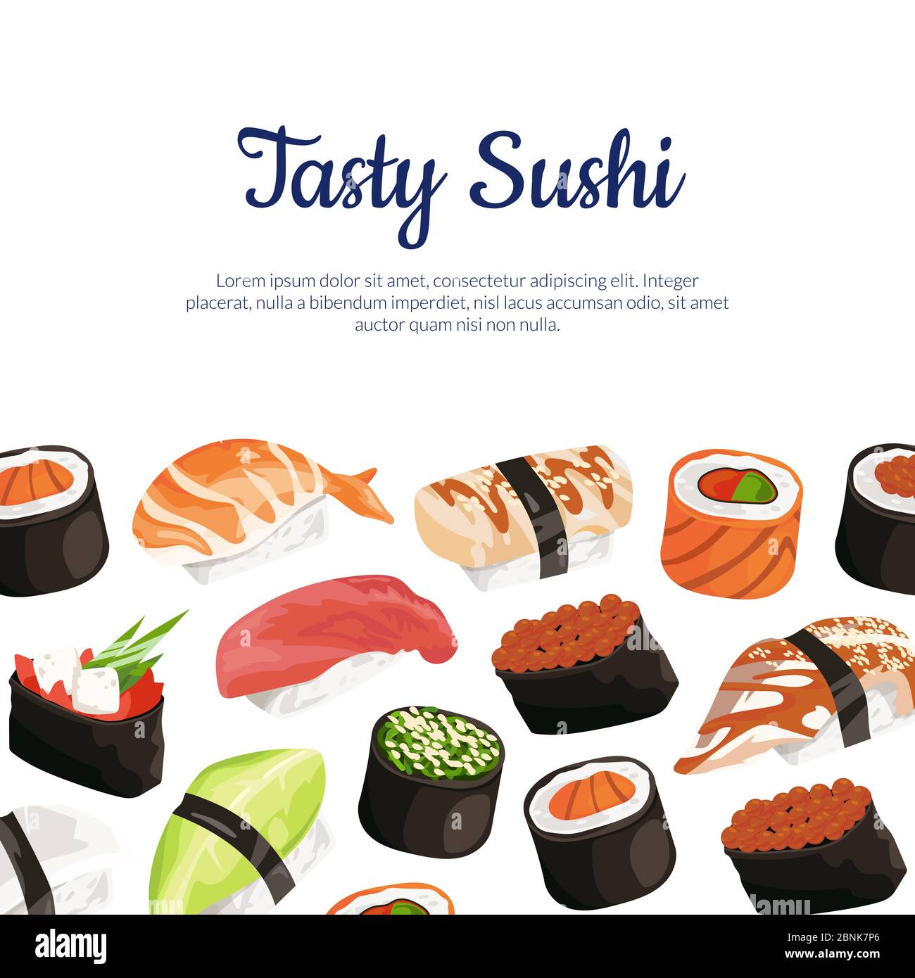 Vector cartoon sushi types background Stock Vector Image & Art - Alamy