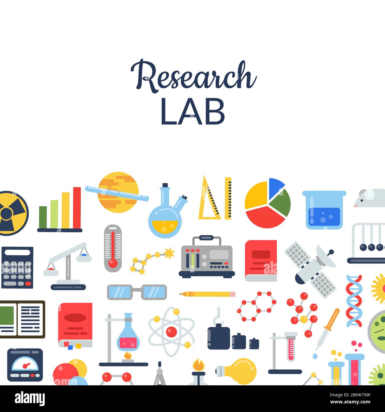 Vector flat style science icons background with place for text Stock ...