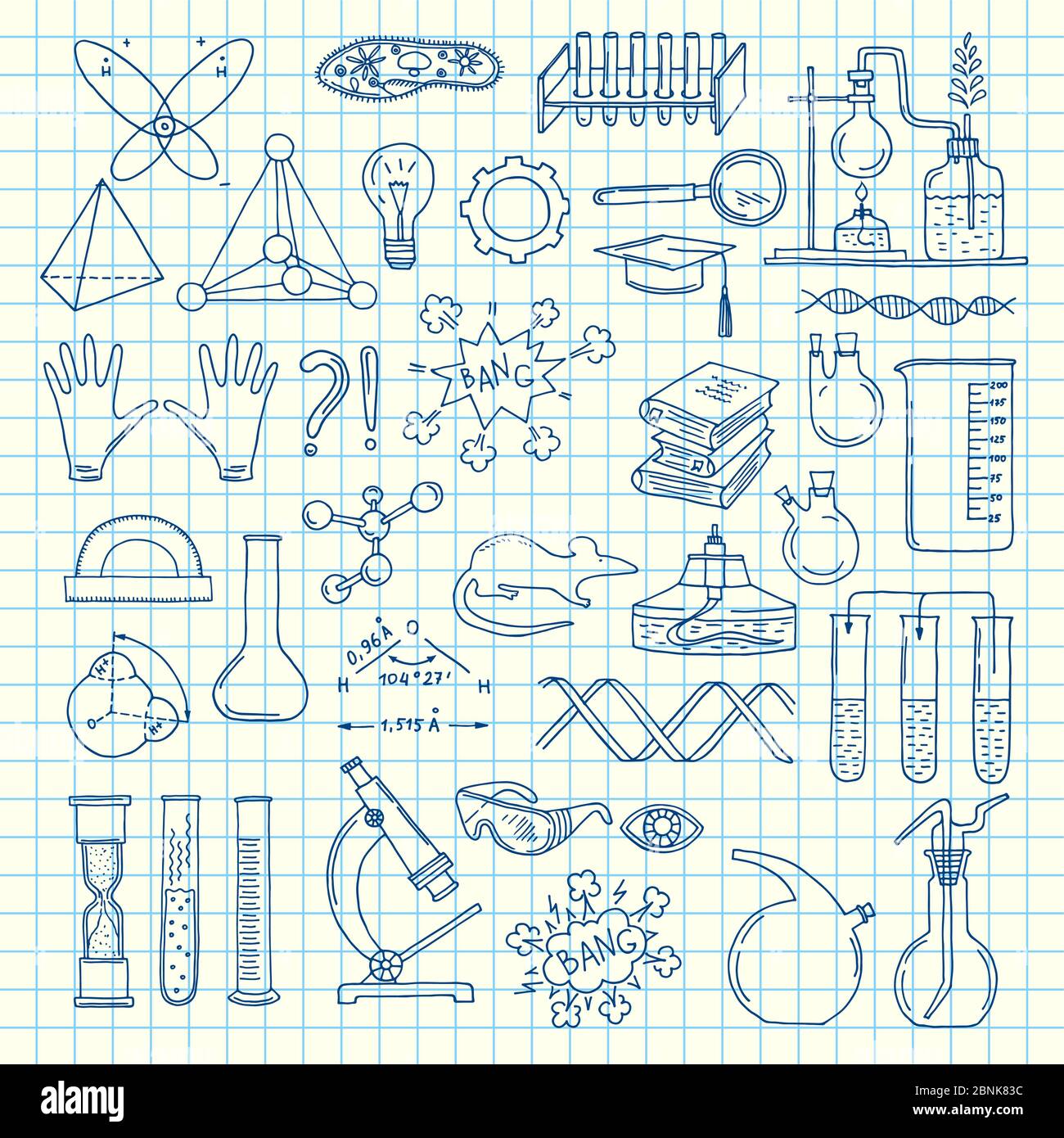 Vector sketched science or chemistry elements set Stock Vector Image ...
