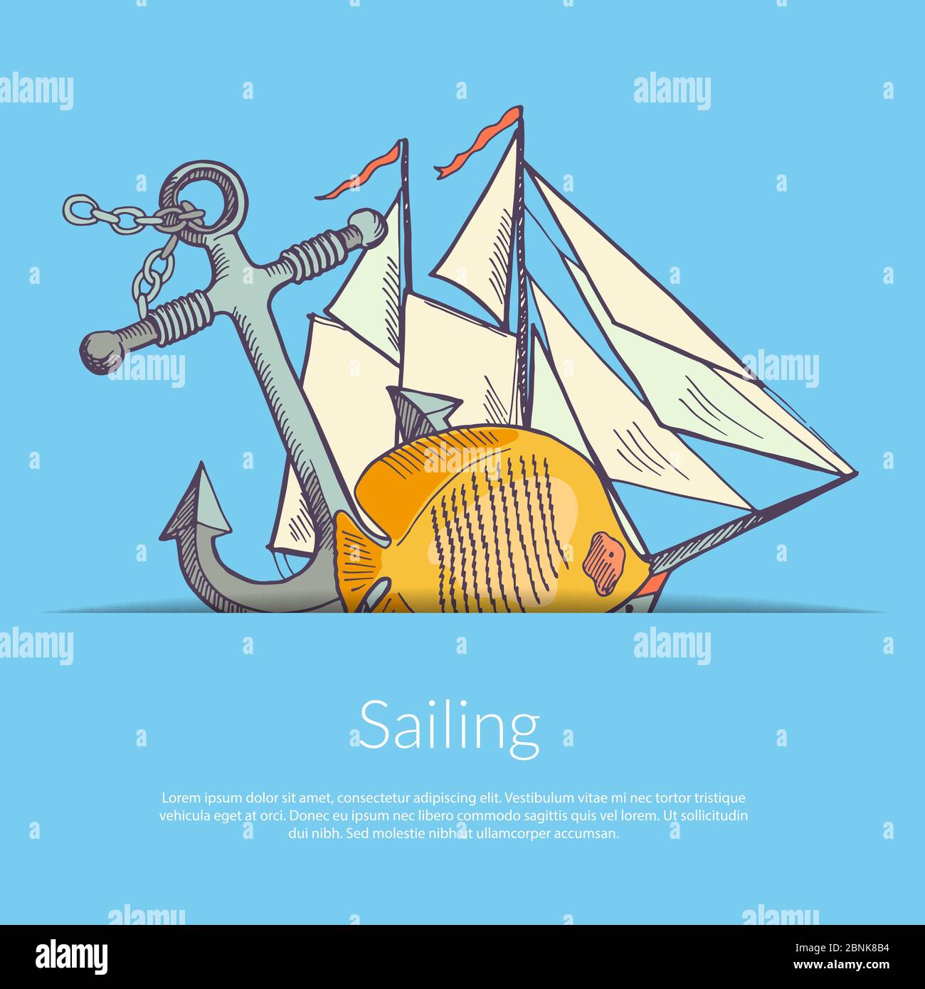 Vector sketched colored sea elements Stock Vector Image & Art - Alamy