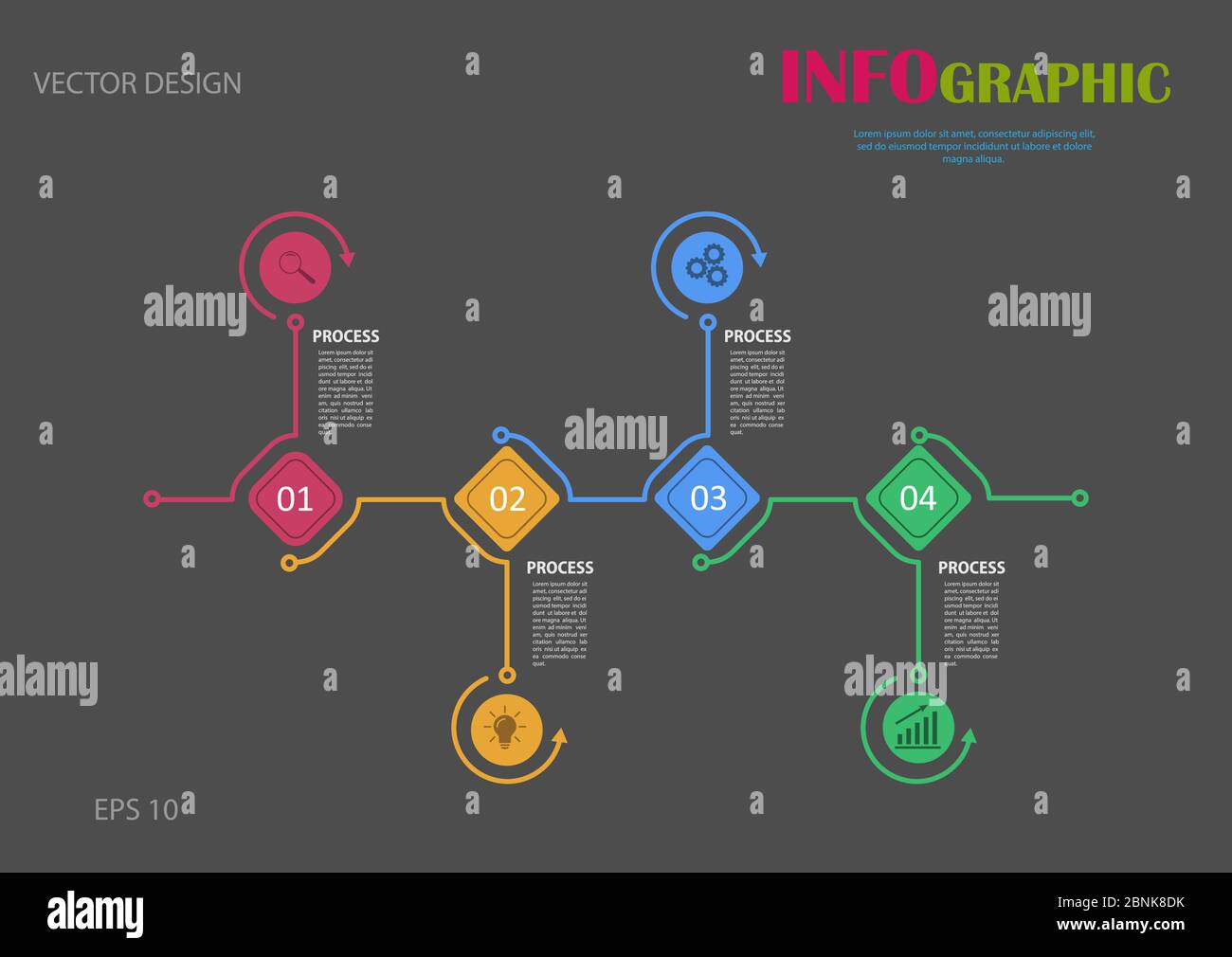Infographics. Stock vector template of four stages. For web page design ...