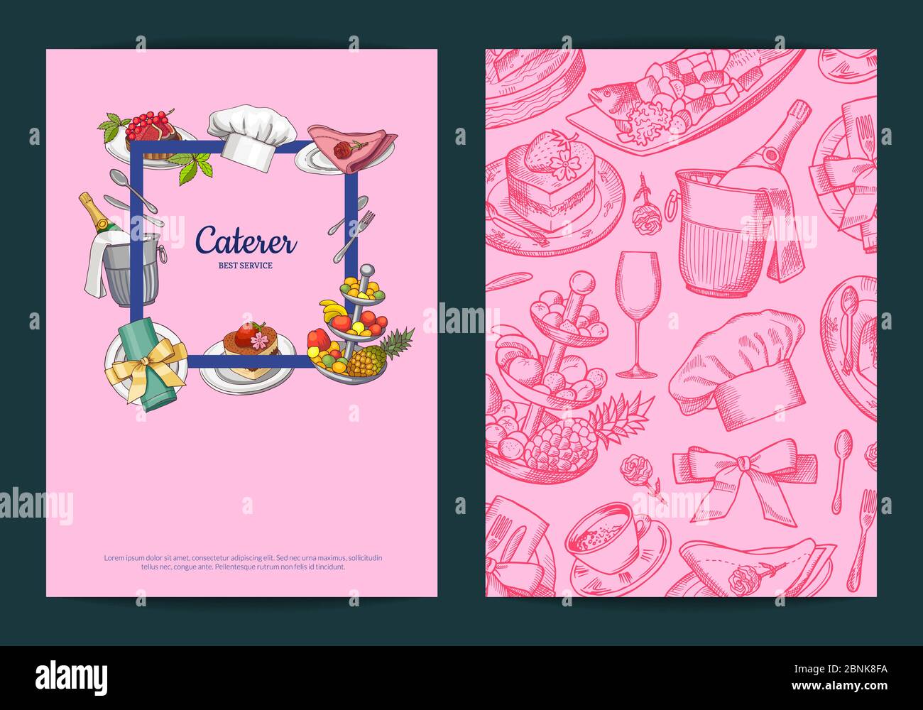 Vector card or flyer templates with hand drawn restaurant or Stock ...