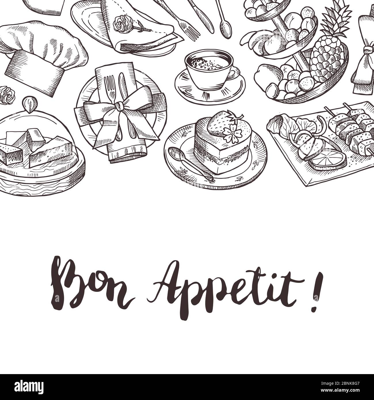 Vector hand drawn restaurant or room service elements Stock Vector ...