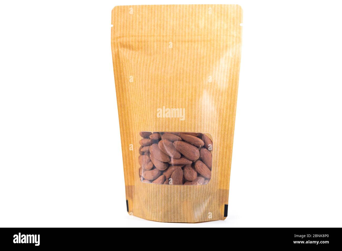 isolated stripped paper doypack plain bag flat bottom food packaging ...