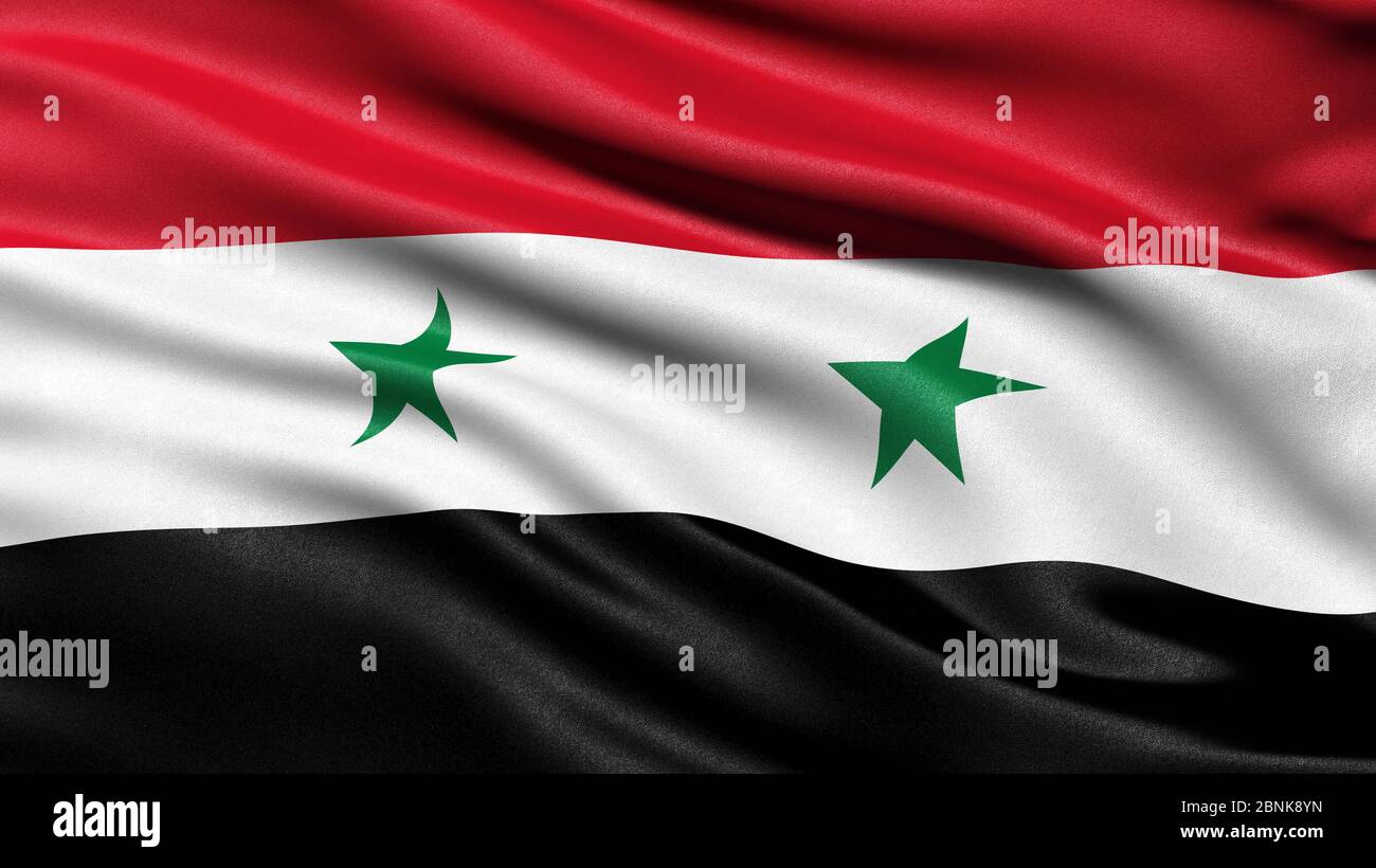 3D illustration of the flag of Syria waving in the wind Stock Photo - Alamy