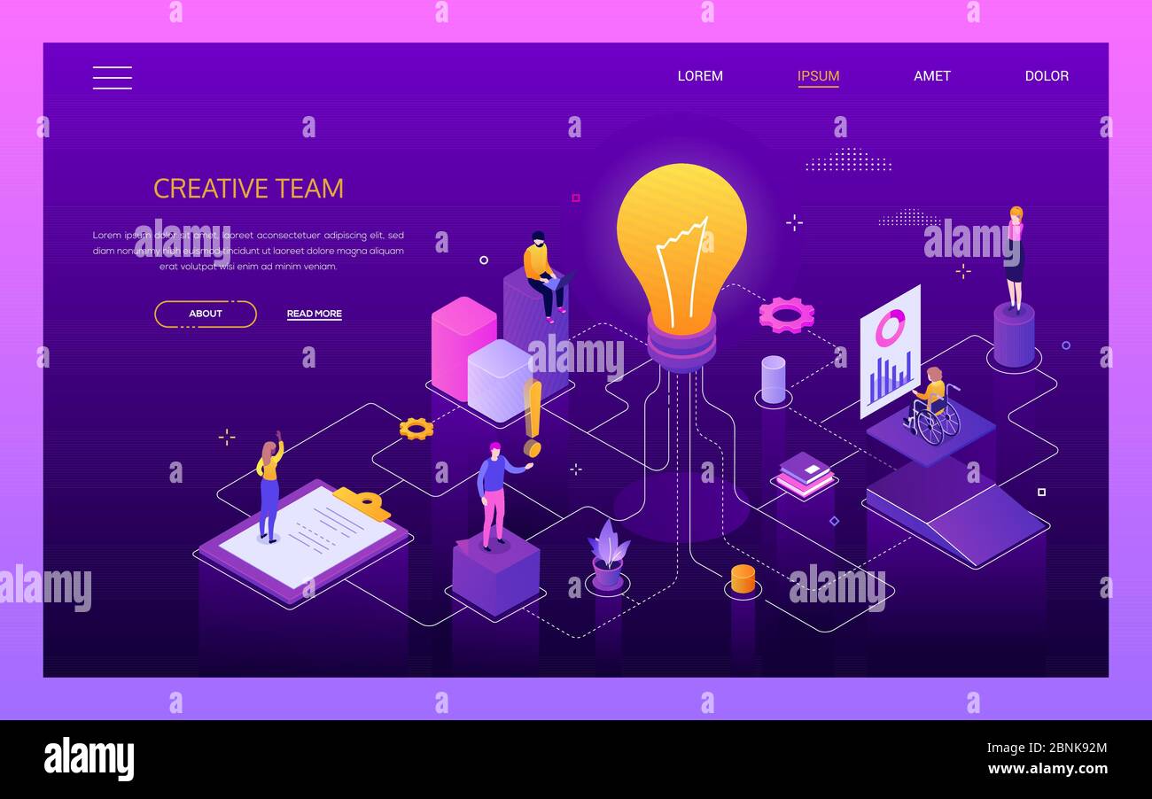 Creativity at work - modern vector isometric colorful web banner Stock ...
