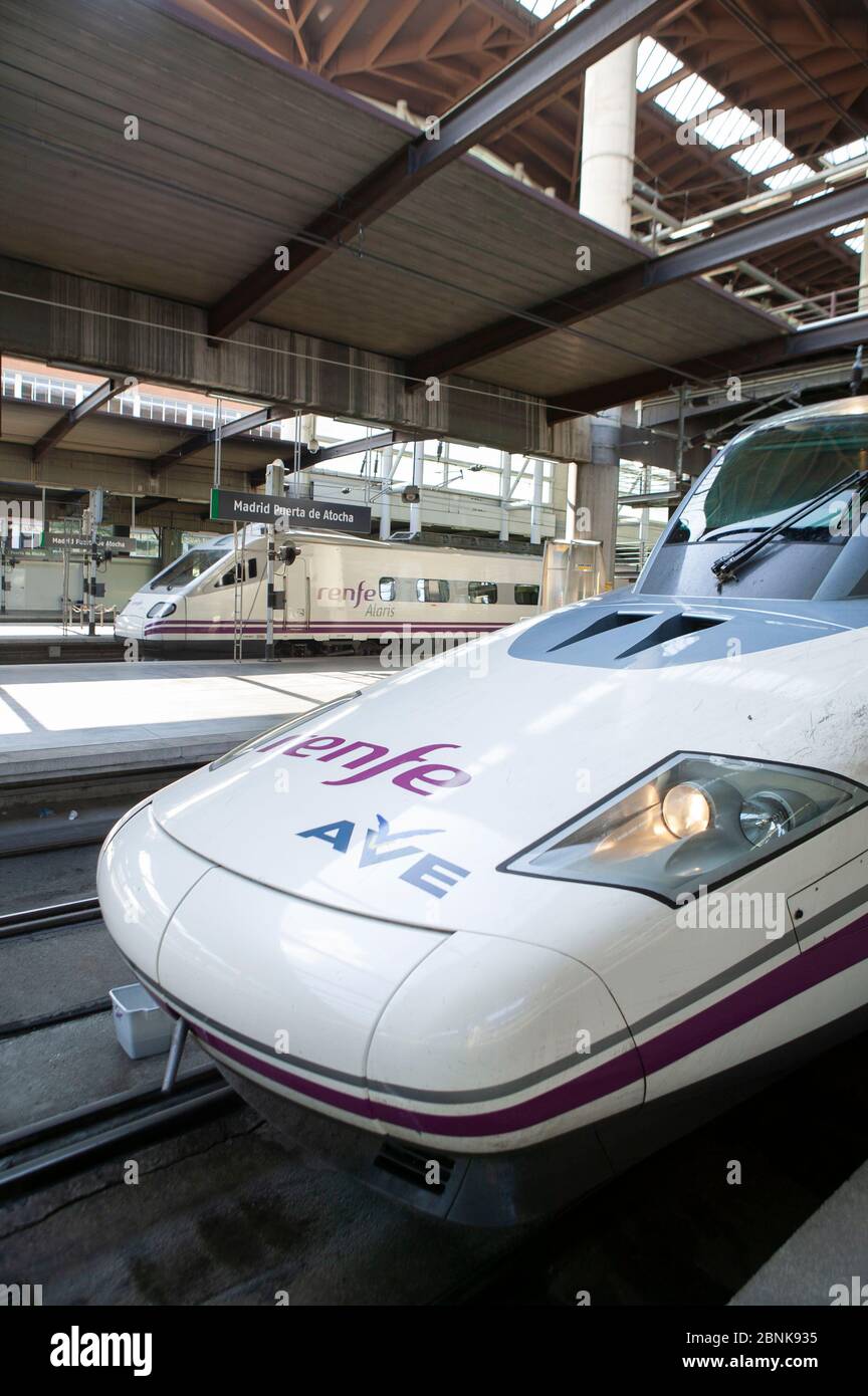 Talgo model high-speed train on the Spanish railway network Stock Photo ...