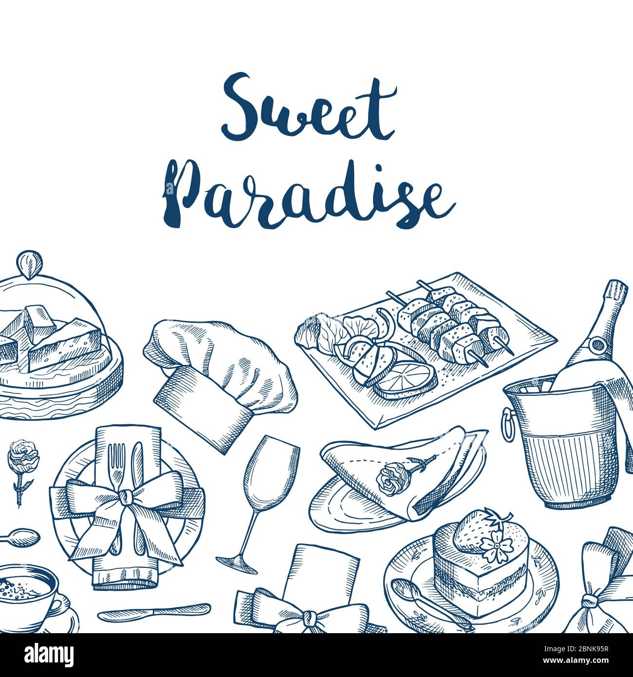 Vector hand drawn restaurant or room service elements Stock Vector ...