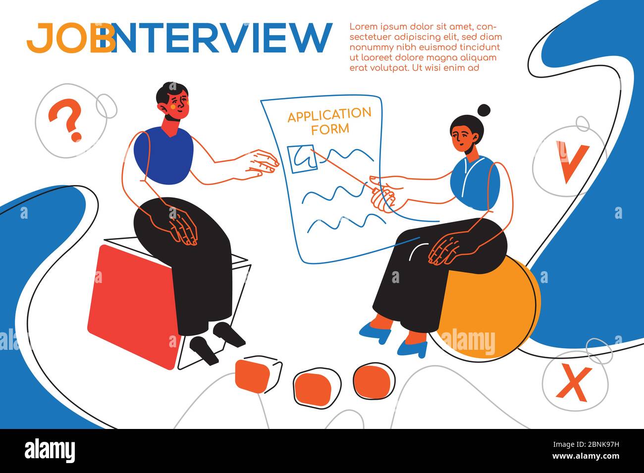 Job interview - colorful flat design style web banner Stock Vector ...