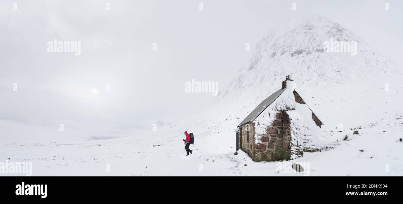 Devil's Point and Corrour Bothy in snow, Cairngorms National Park ...