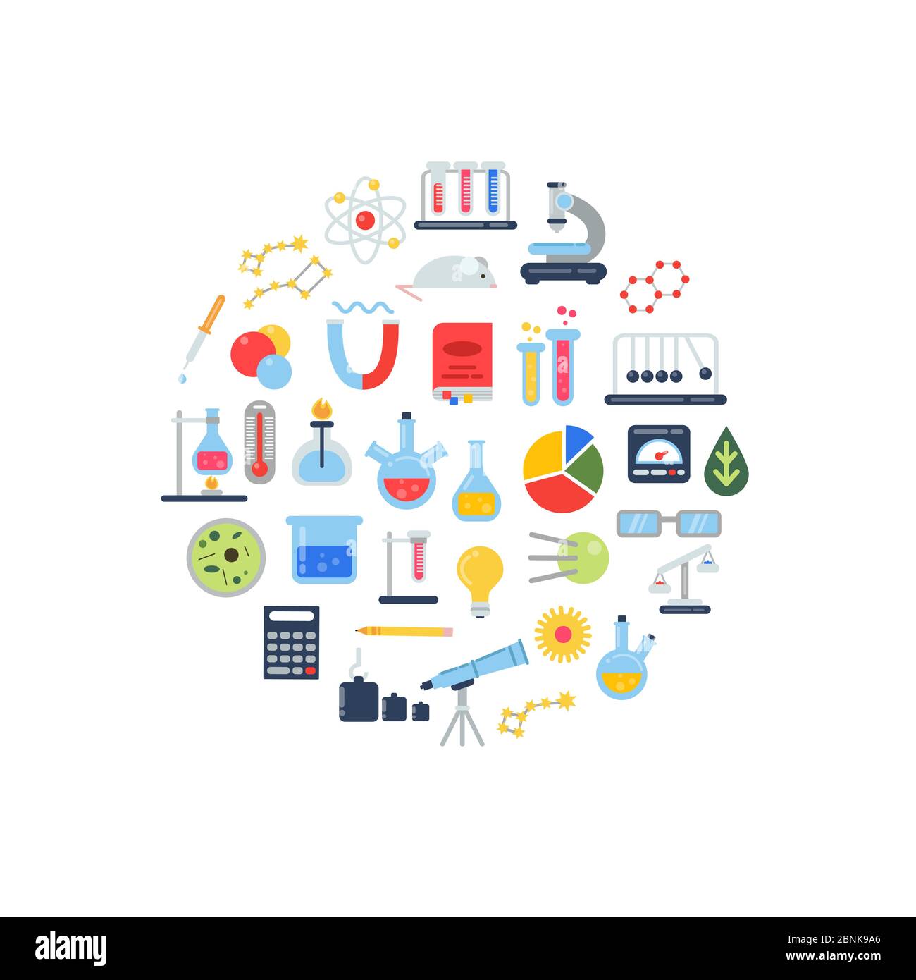 Vector flat style science elements circle illustration Stock Vector ...