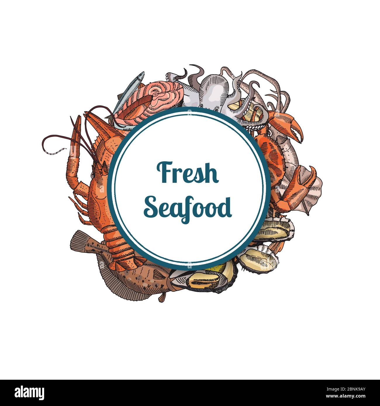 Vector hand drawn seafood elements Stock Vector Image & Art - Alamy