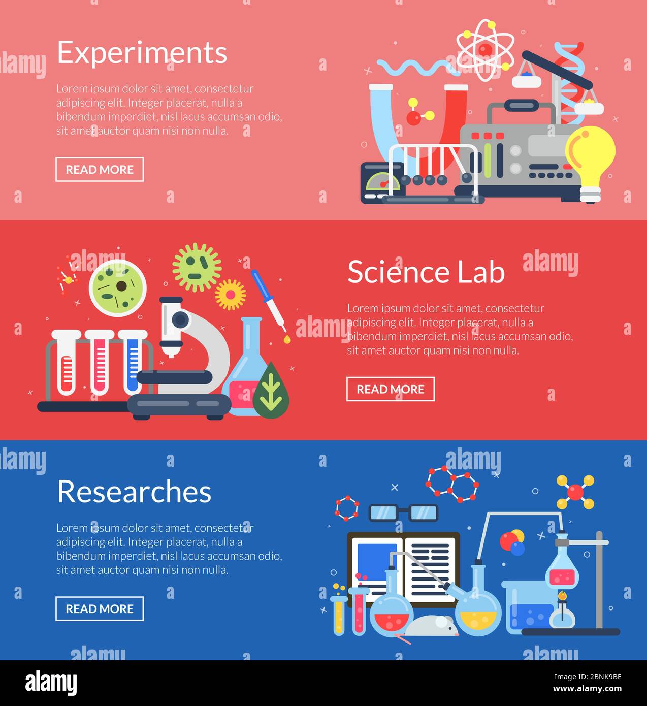 Vector web banner templates with flat style science icons Stock Vector ...