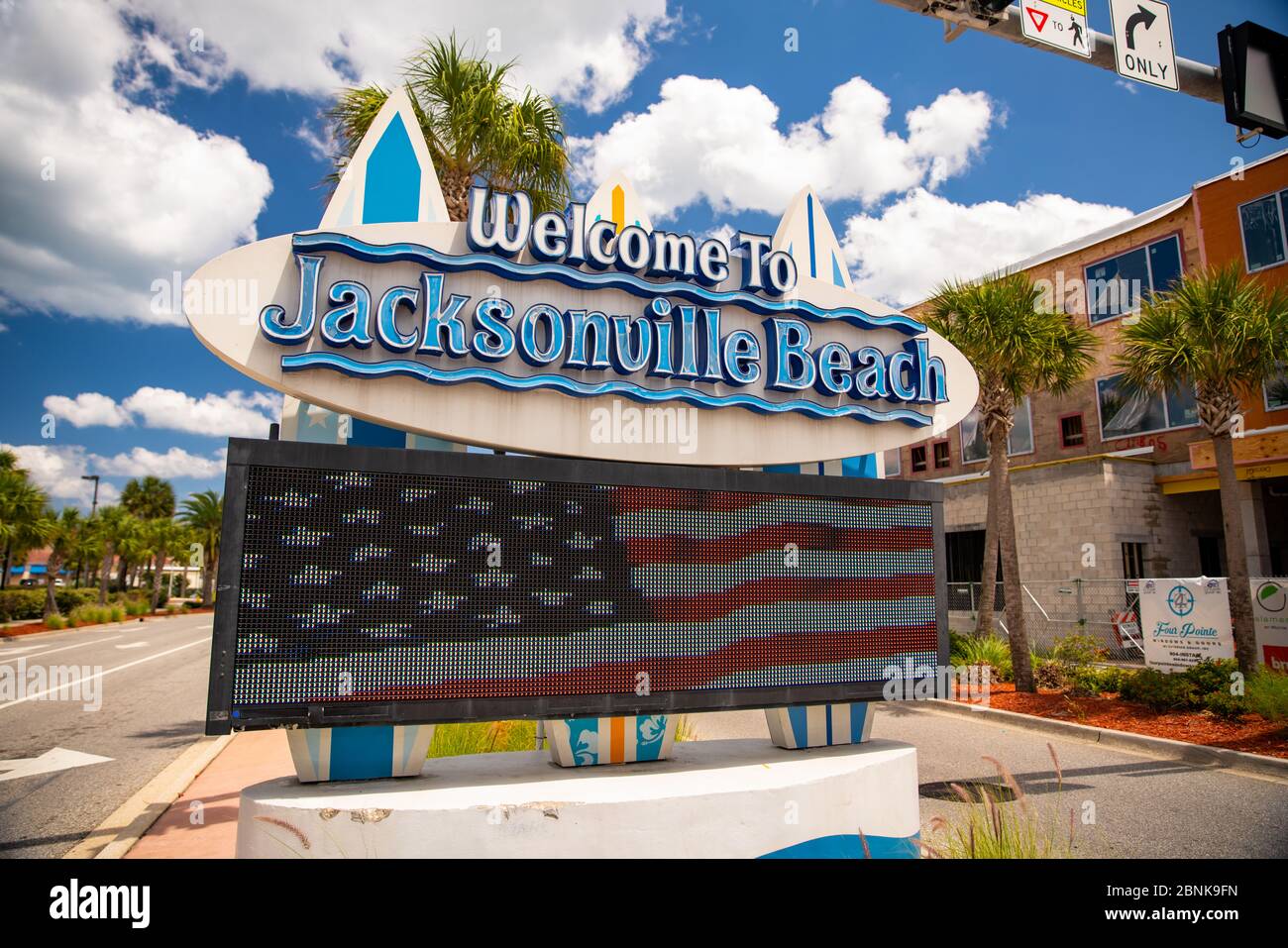 Digital sign Welcome to Jacksonville Beach FL Stock Photo - Alamy