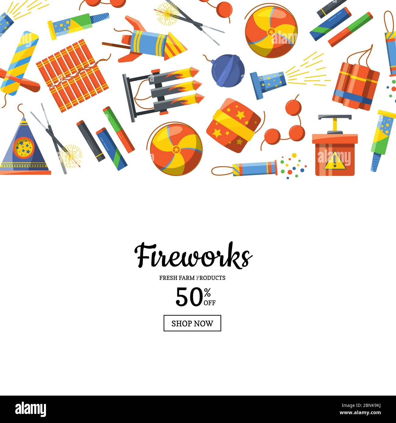 Vector cartoon pyrotechnics background illustration with place for text ...
