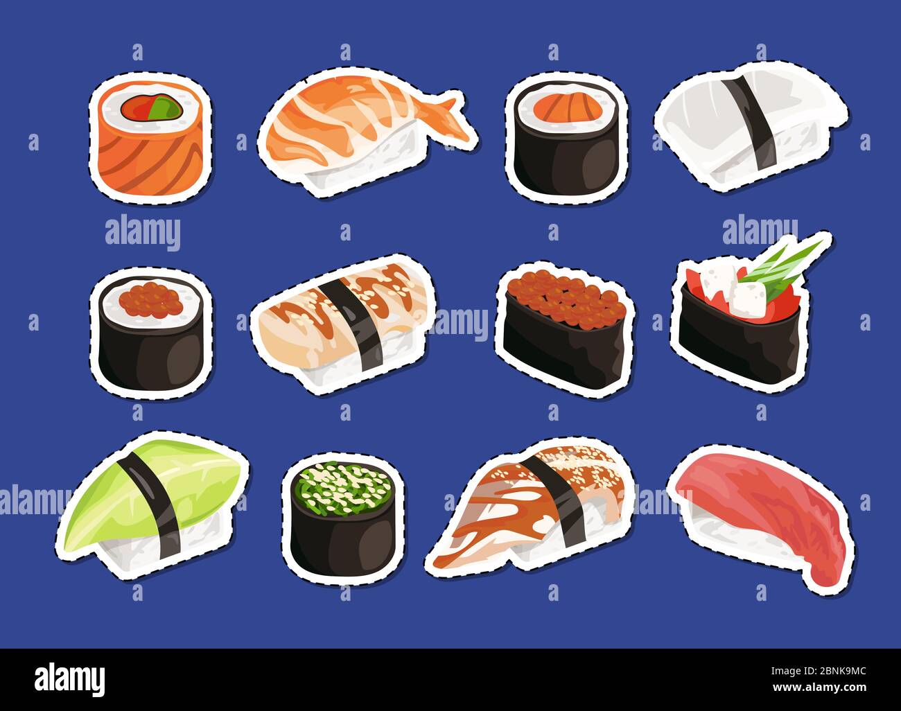 Food icons set cartoon vector seafood hi-res stock photography and ...