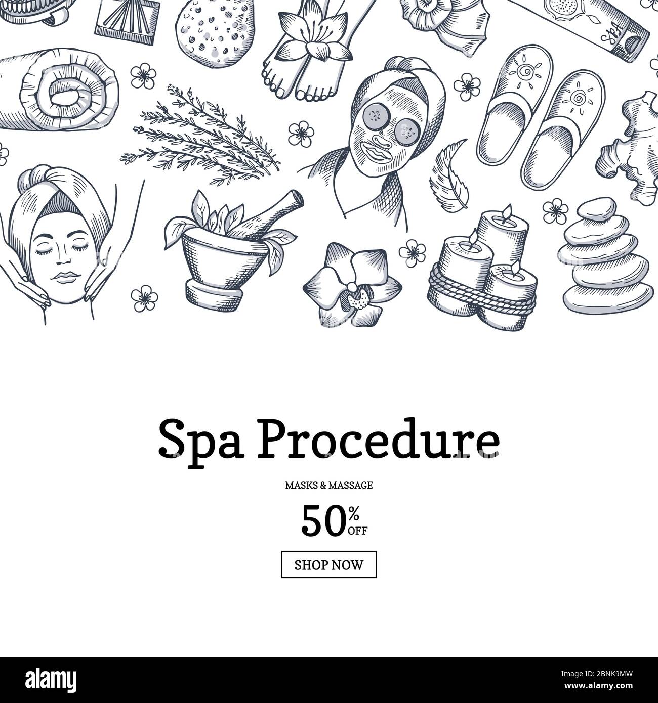 Vector hand drawn spa elements background Stock Vector Image & Art - Alamy