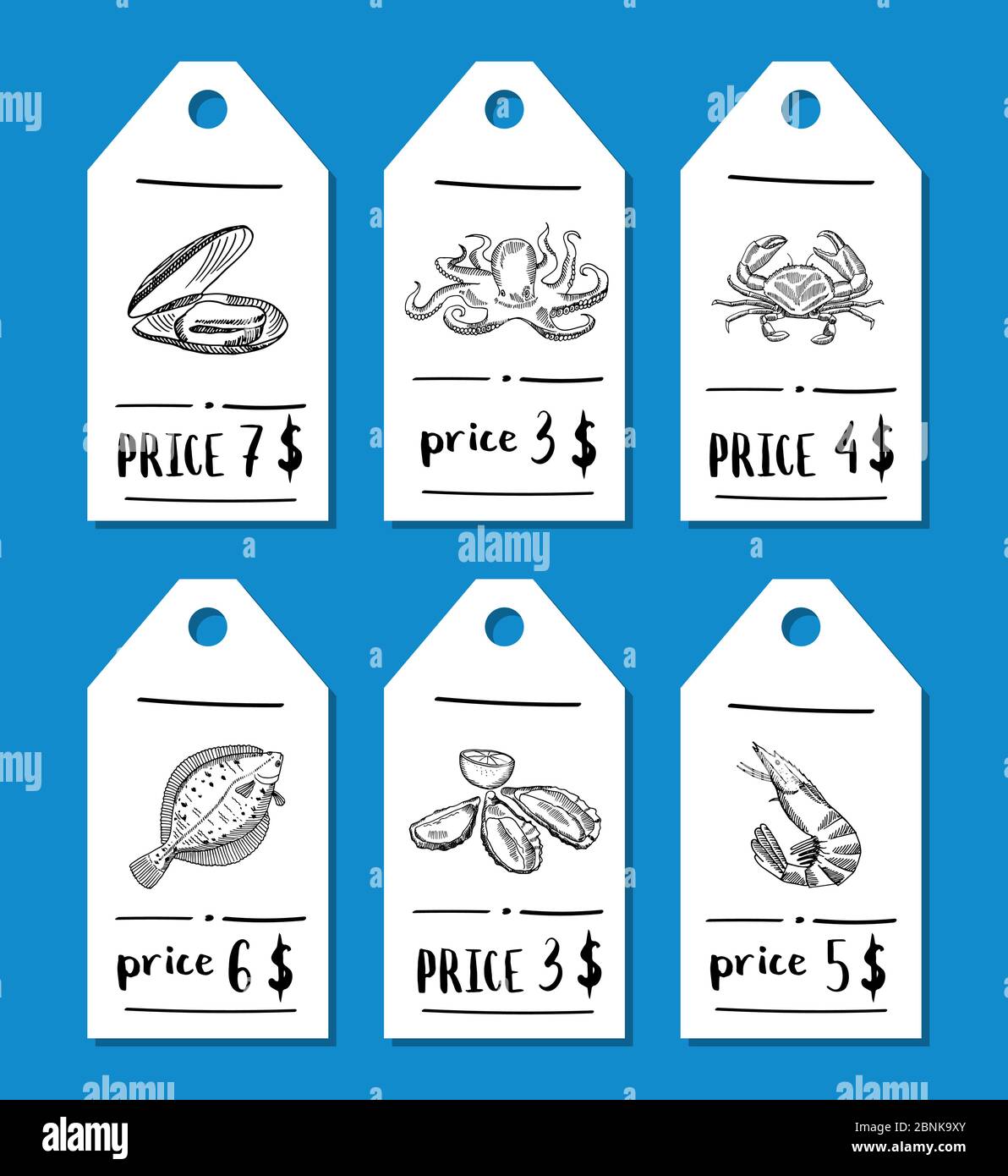Vector price tag set with seafood Stock Vector Image & Art - Alamy