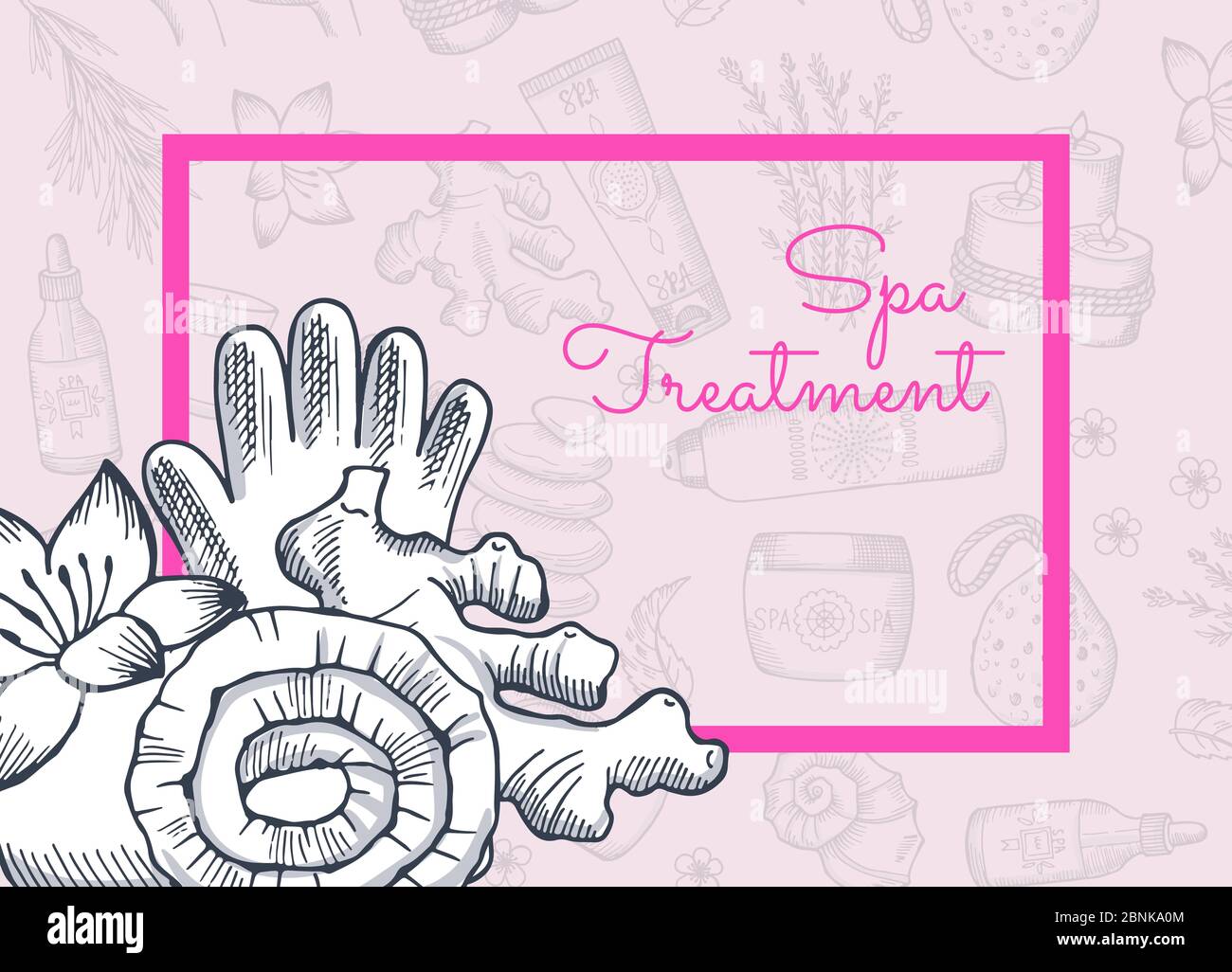 Vector hand drawn spa elements background with place for text illustration Stock Vector Image ...