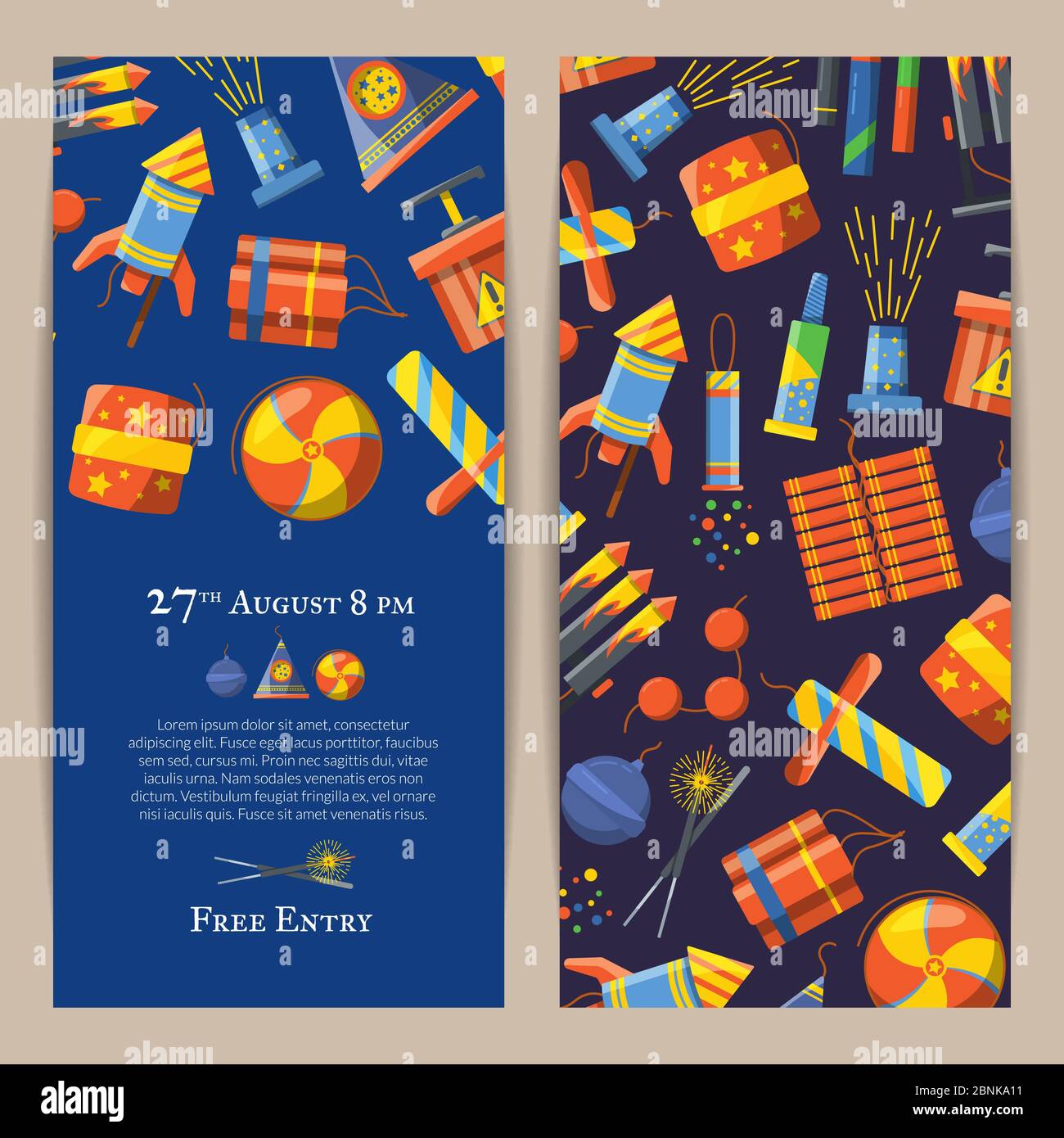 Vector cartoon pyrotechnics template for firework show or party Stock ...