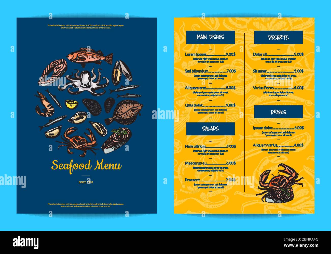 Vector menu template for restaurant, shop or cafe with hand drawn ...