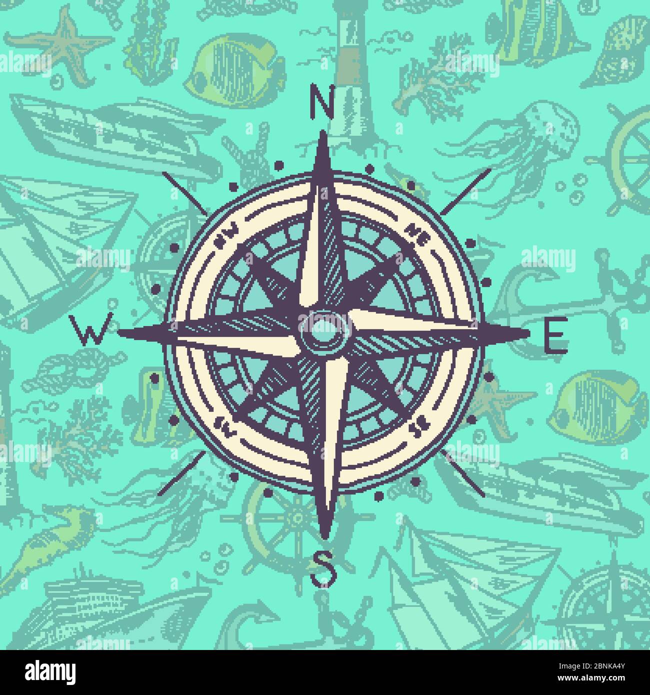 Vector colored and sketched compass Stock Vector Image & Art - Alamy