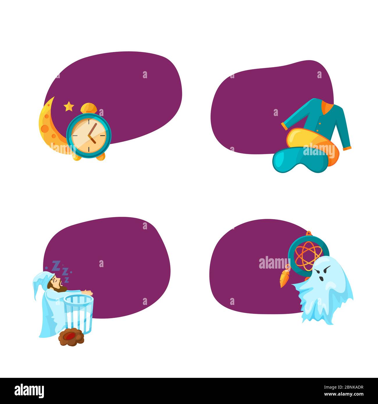 Vector set of stickers with cartoon sleep elements Stock Vector Image ...
