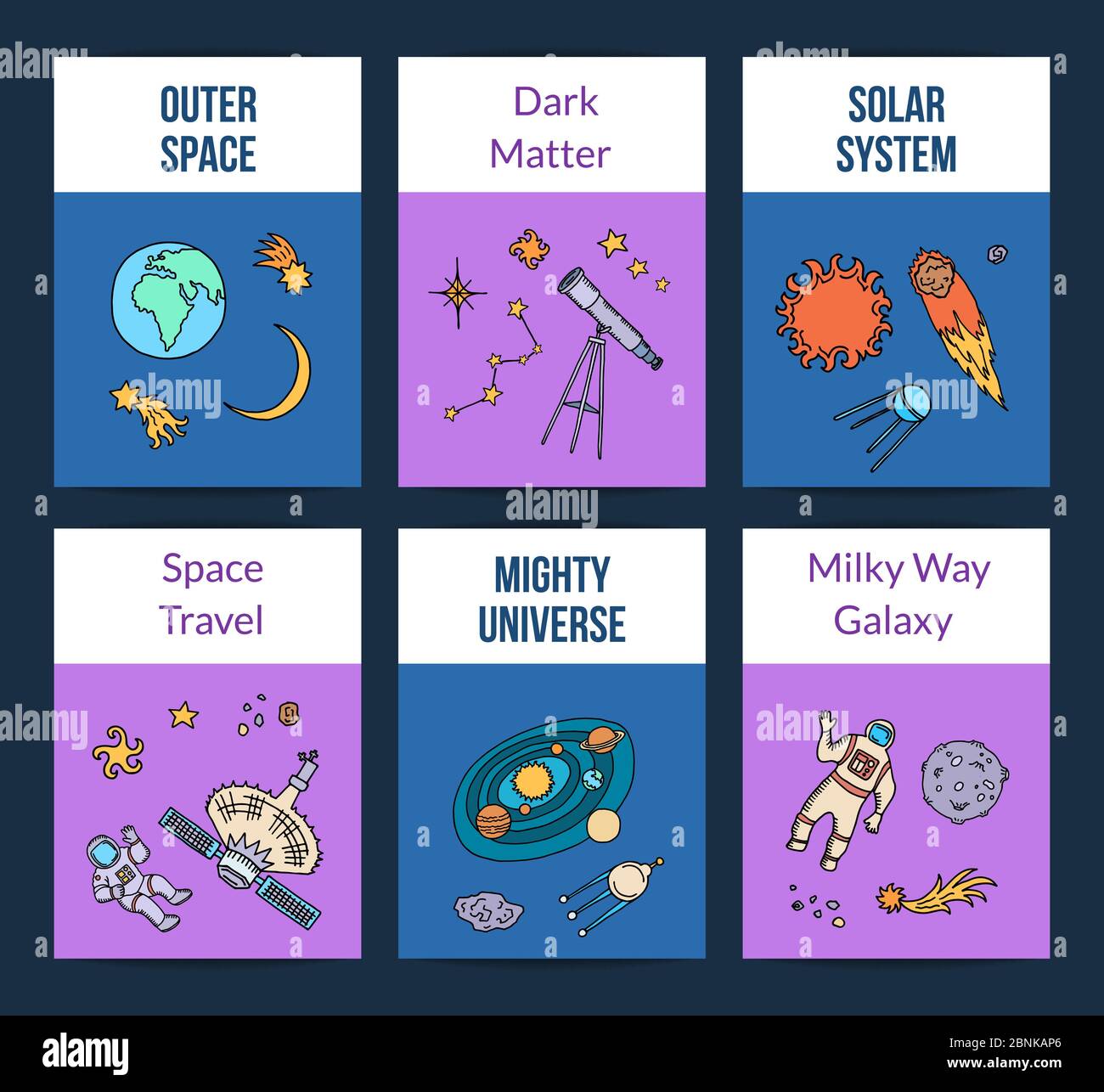 Vector hand drawn space planet elements card Stock Vector Image & Art ...