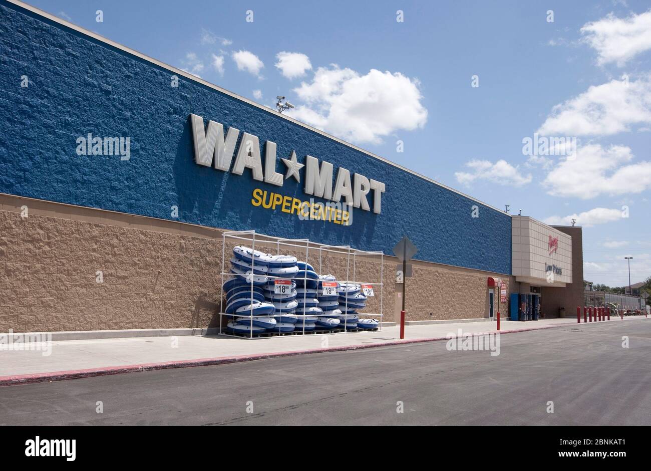 San Marcos, Texas USA, 2012: Exterior of Wal-Mart Supercenter store ...