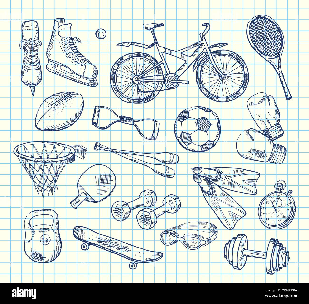 Vector hand drawn sports equipment Stock Vector Image & Art - Alamy