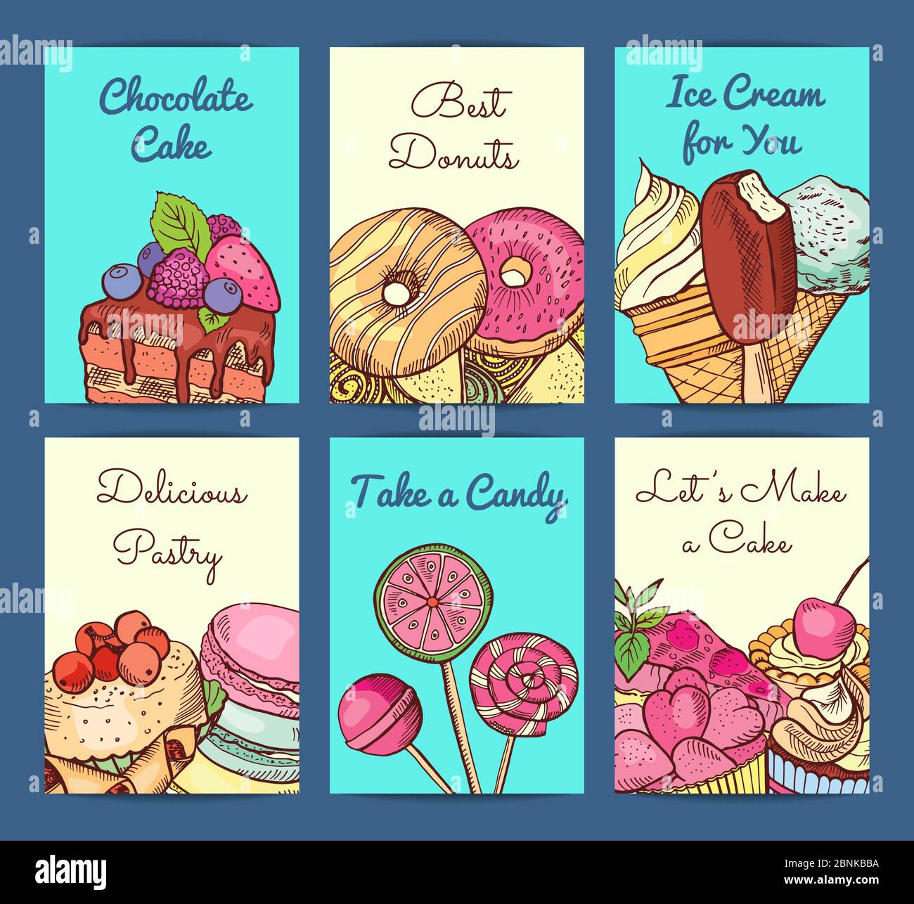 Vector hand drawn colored sweets shop card or flyer Stock Vector Image ...