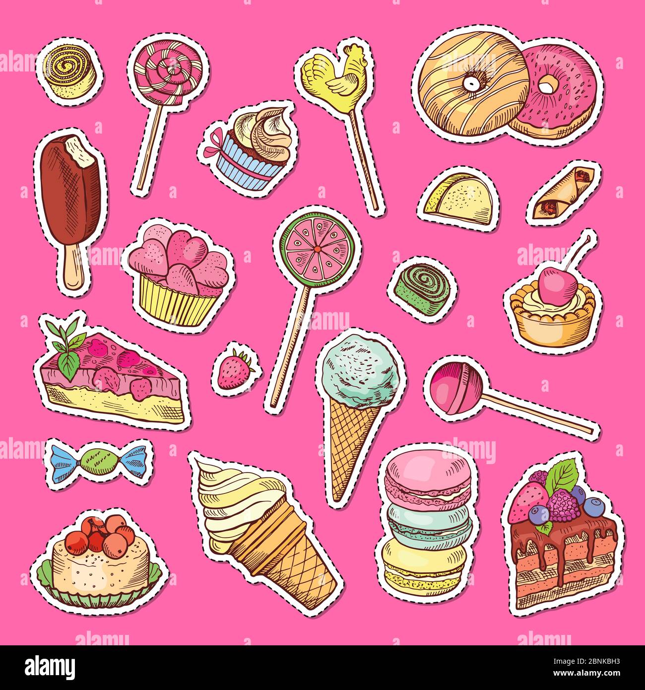 Vector hand drawn colored sweets stickers Stock Vector Image & Art - Alamy