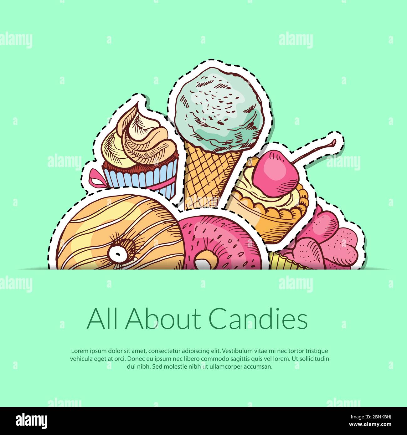 Vector hand drawn sweets illustration Stock Vector Image & Art - Alamy