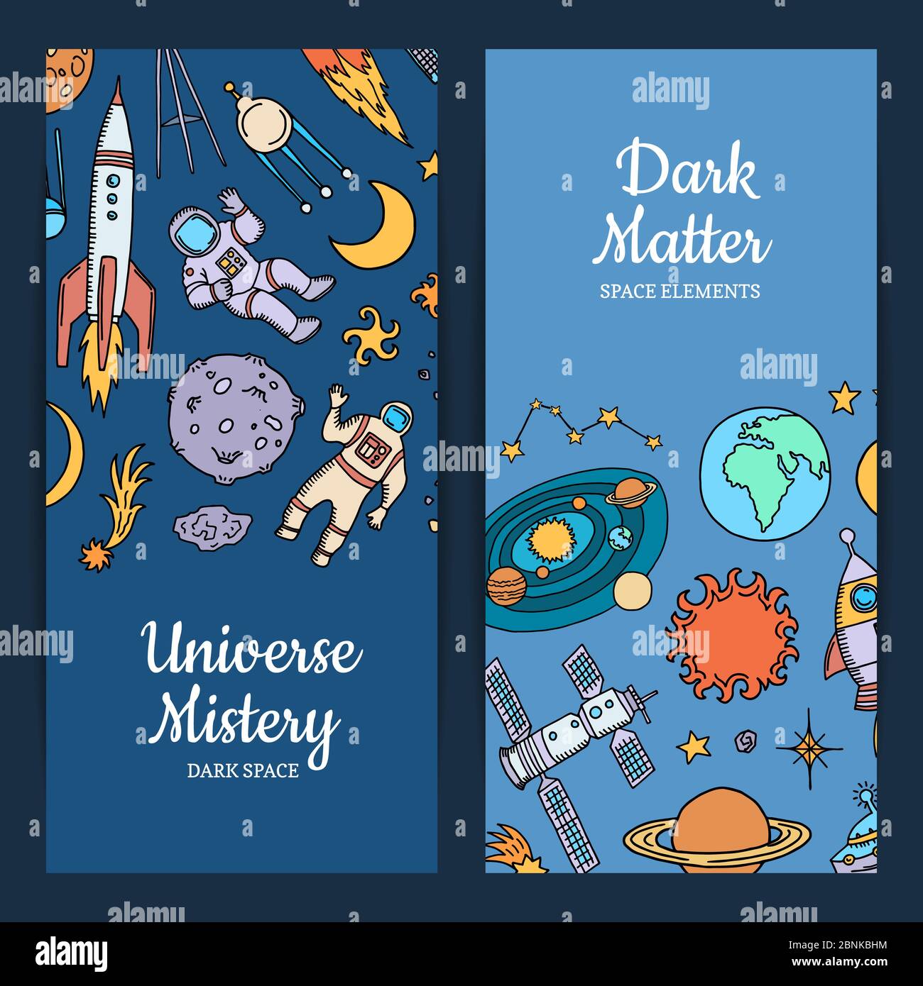 Vector hand drawn space elements web banners illustration Stock Vector ...
