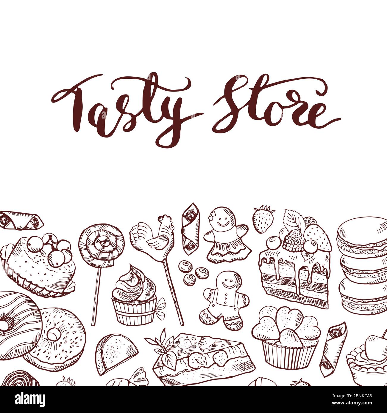 Vector hand drawn sweets shop or confectionary Stock Vector Image & Art ...