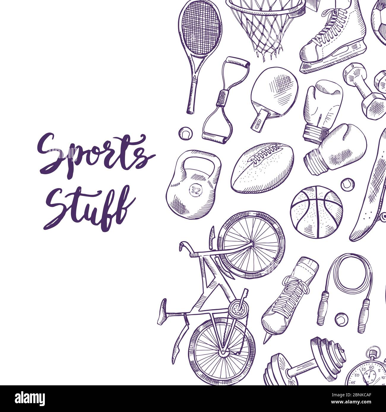 Vector hand drawn sports equipment Stock Vector Image & Art - Alamy