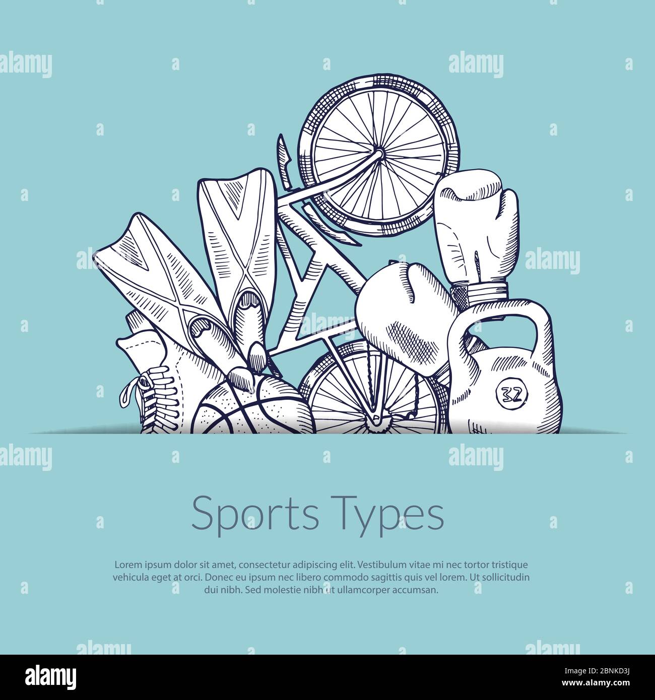 Vector hand drawn sports equipment Stock Vector Image & Art - Alamy