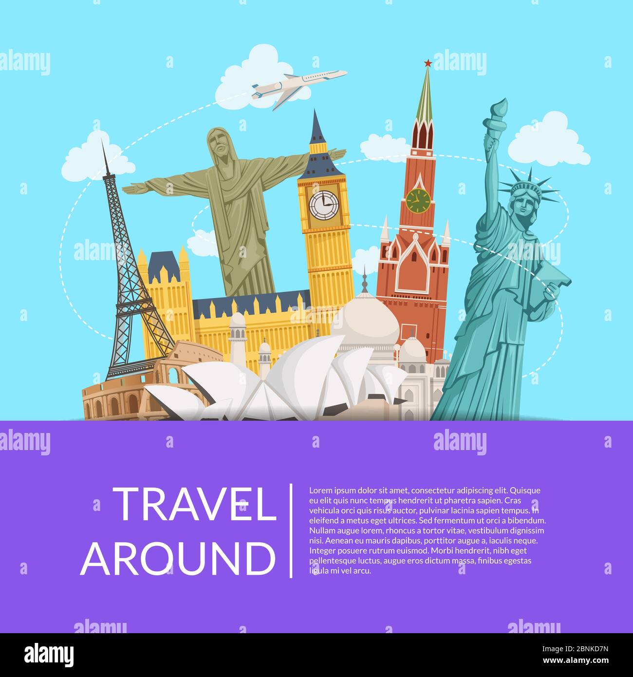 Vector world sights background with place for text Stock Vector Image ...