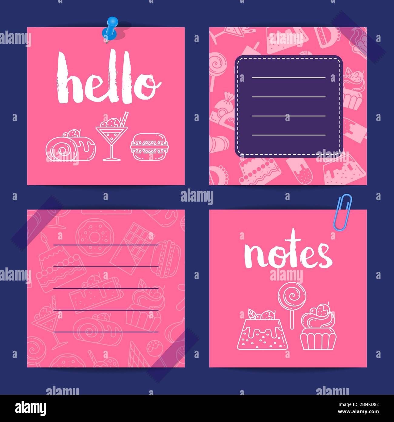 Vector notes templates with sweets Stock Vector Image & Art - Alamy