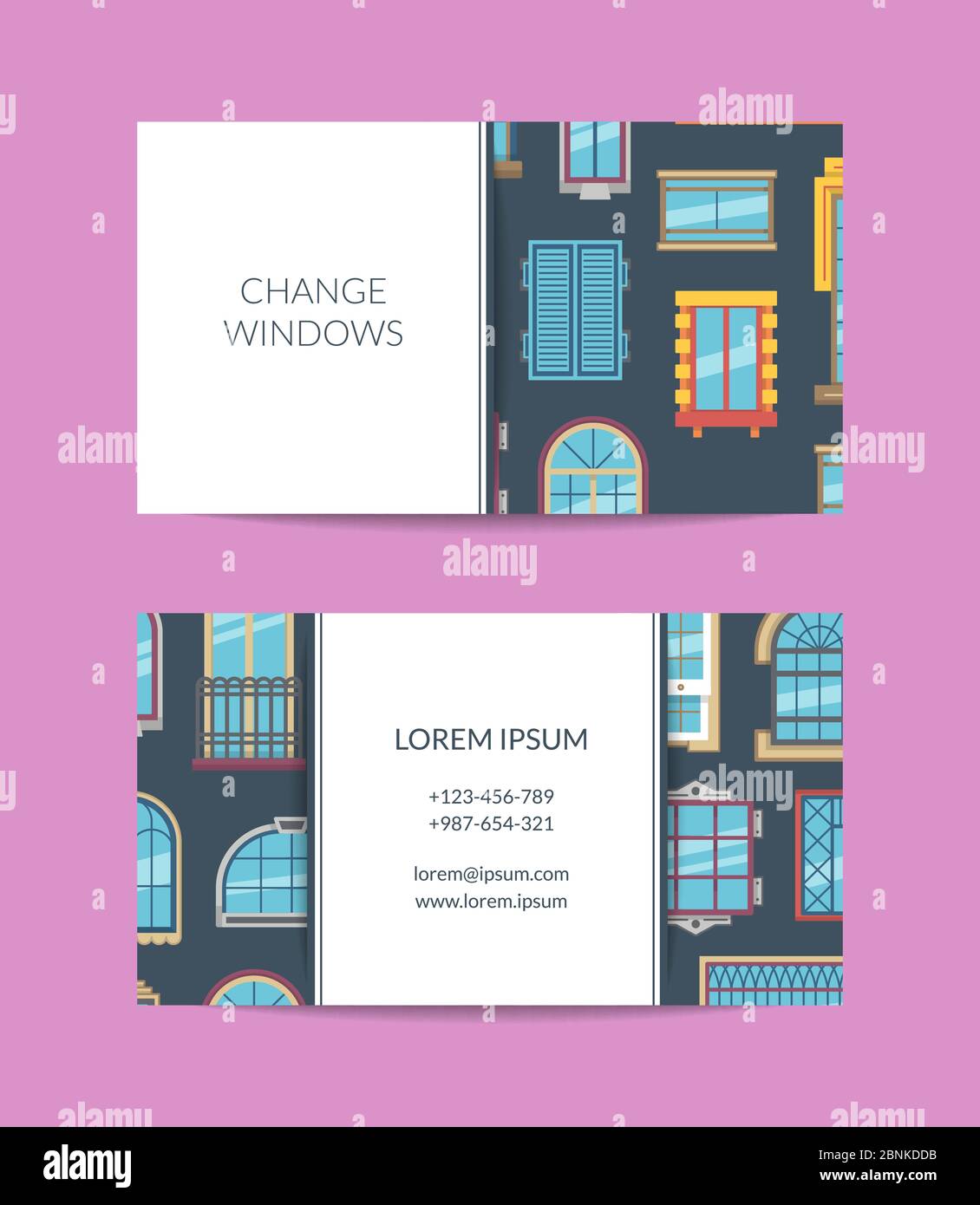 Vector flat icons business card for windows company illustration Stock ...
