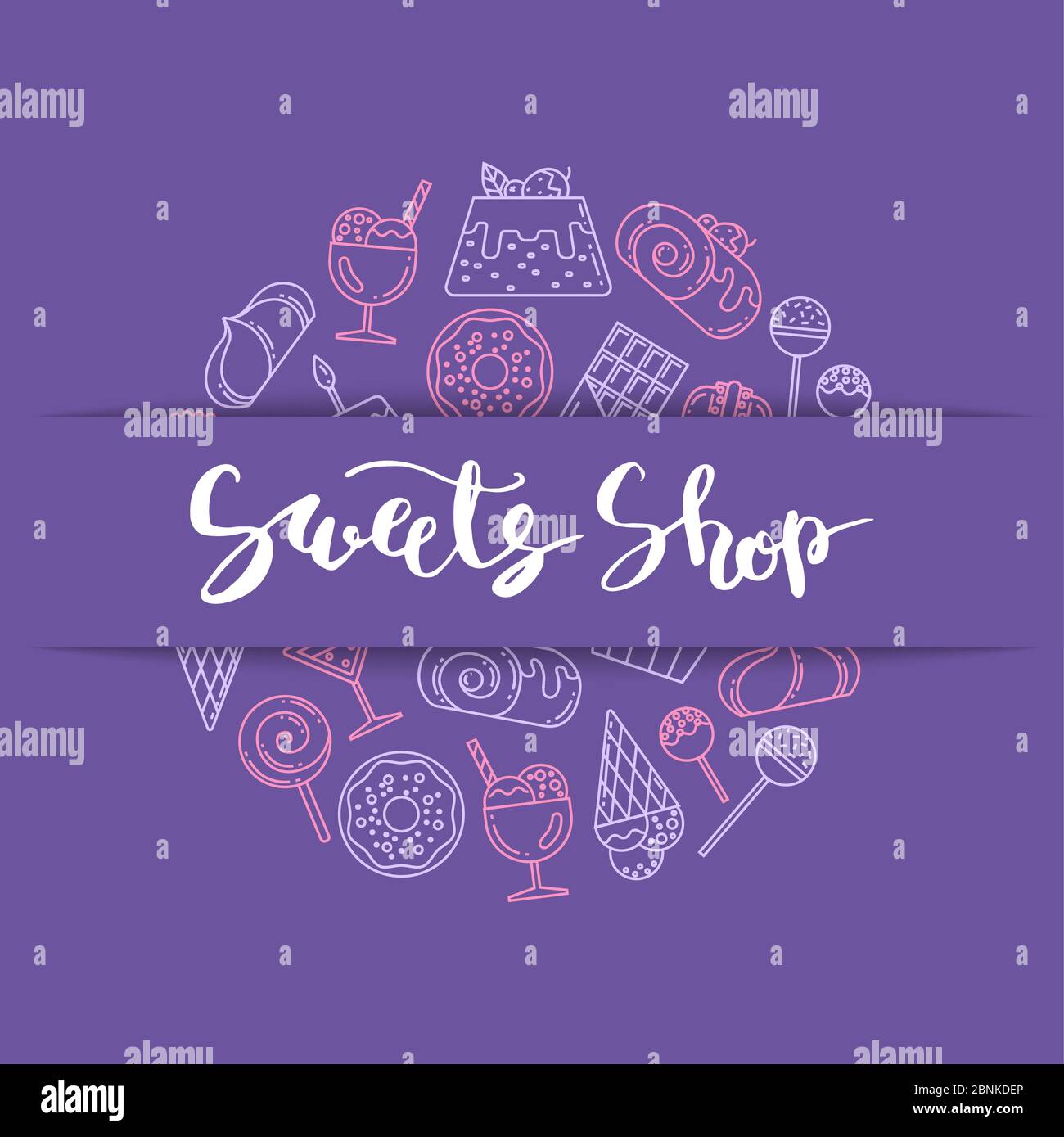Sweet food flat linear Stock Vector Images - Alamy