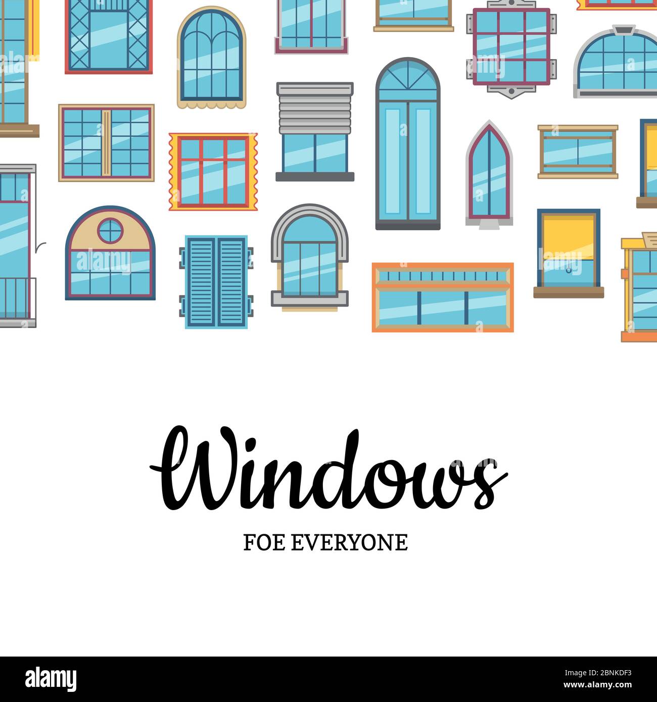 Vector window flat icons background with place for text illustration ...