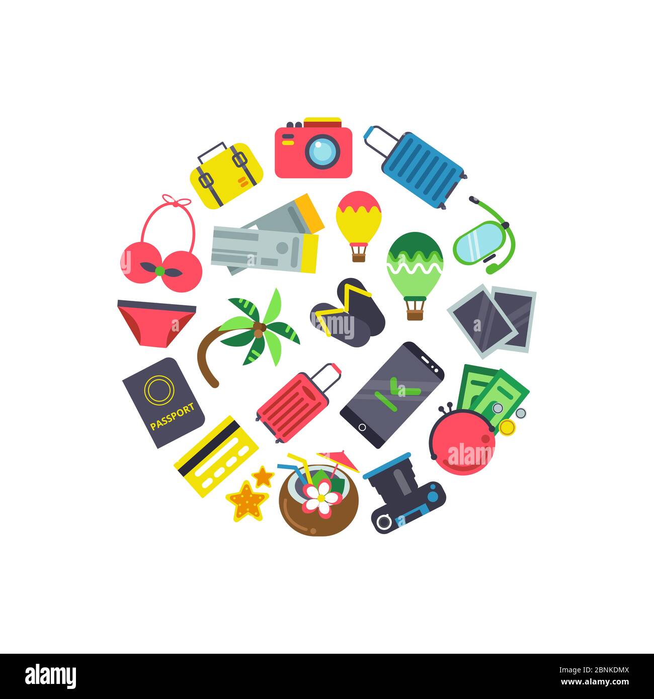 Vector flat travel elements in circle illustration Stock Vector Image ...