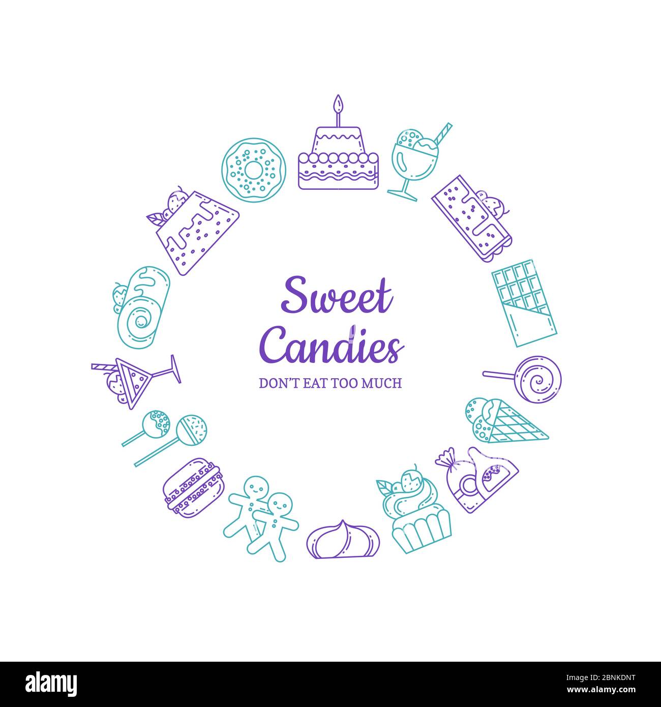 Vector linear style sweets icons Stock Vector Image & Art - Alamy