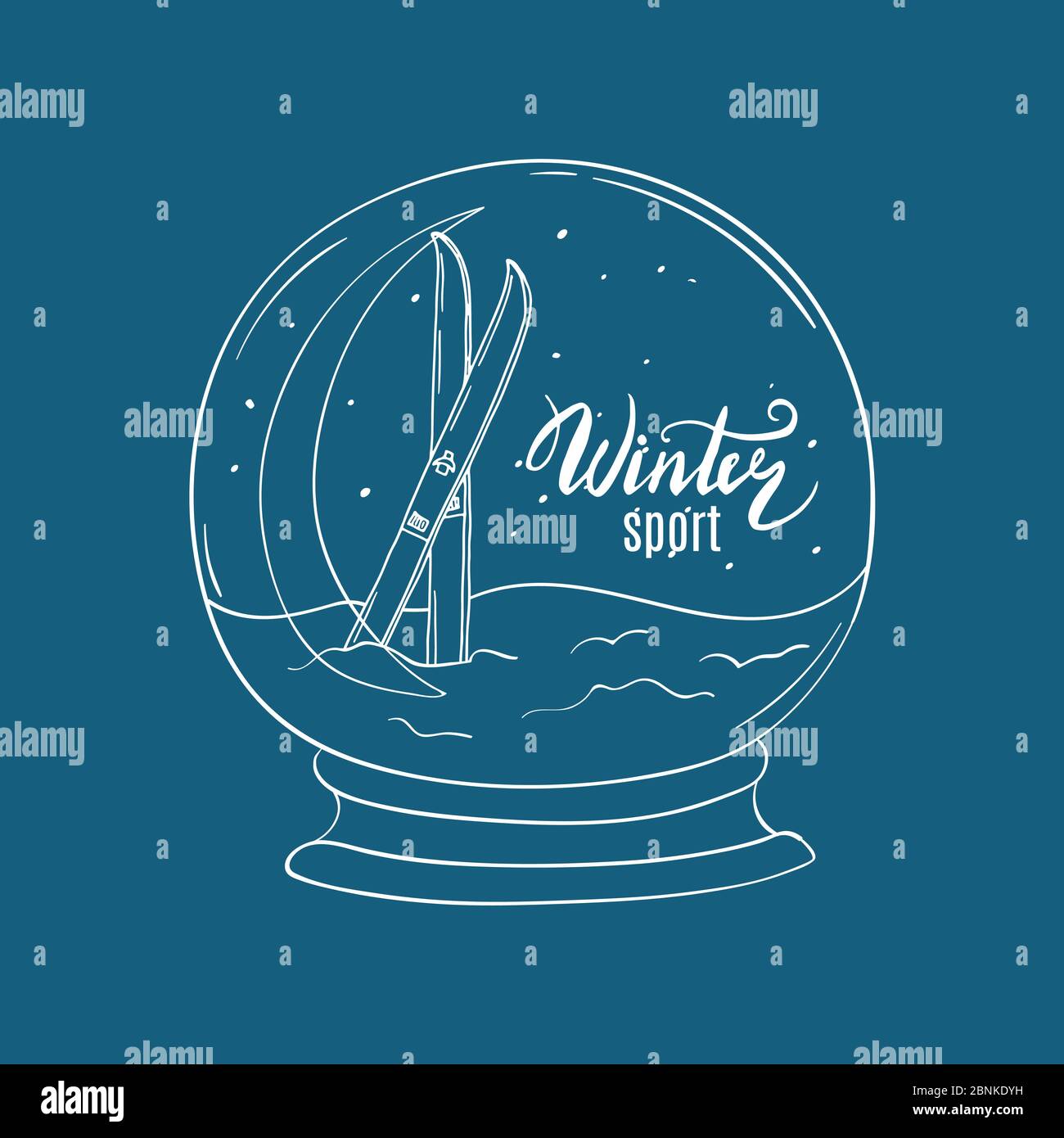 Vector hand drawn snowball with skis in snow Stock Vector Image & Art ...