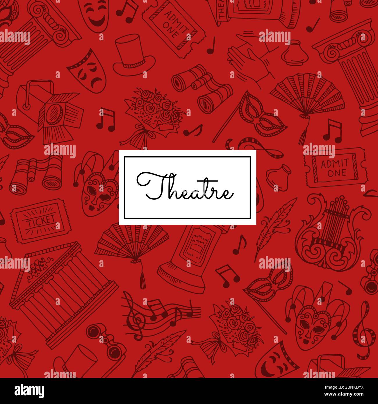 Vector doodle theatre elements background illustration Stock Vector ...